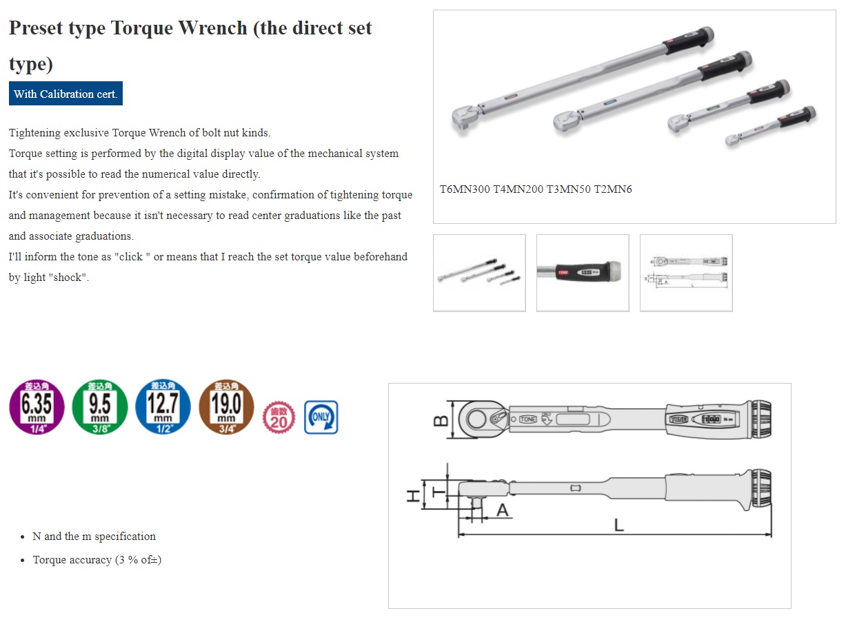 Ichiban Precision Sdn Bhd - Tone - Tone Ratchet Digitorqon, Preset type Torque Wrench (the ...